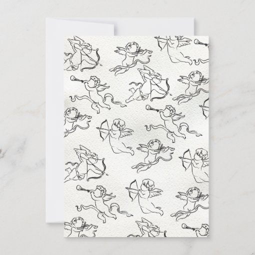 Hand Drawn Doodle Cherub Cupid Crest Wedding Invitation | Zazzle