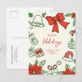 Hand Drawn Doodle Scribble Christmas Holiday Postcard | Zazzle