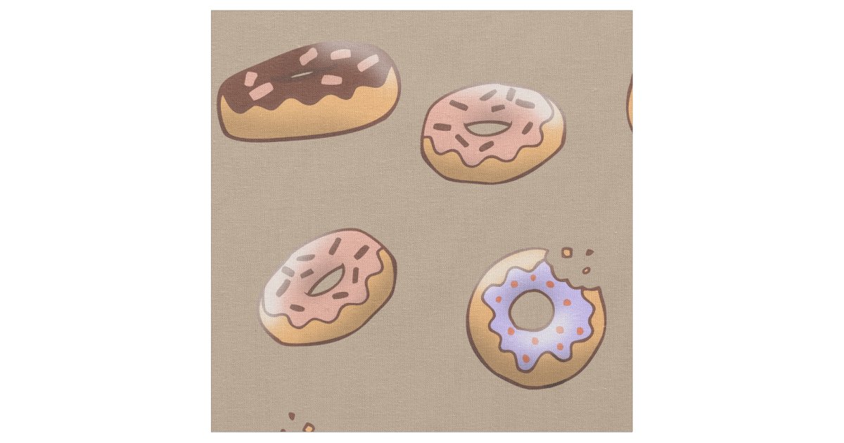 Hand drawn Dougnut pattern Fabric | Zazzle