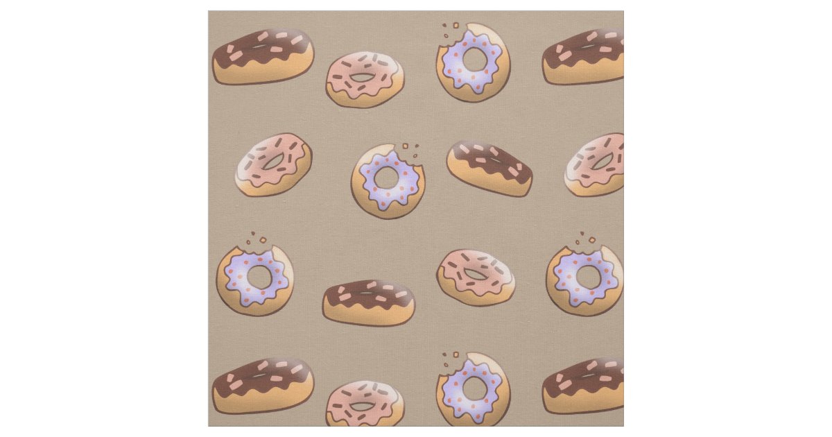 Hand drawn Dougnut pattern Fabric | Zazzle
