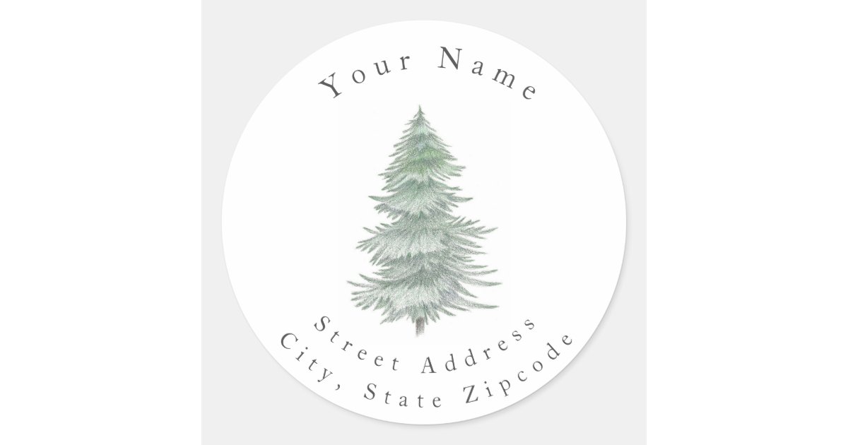 'Hand Drawn Evergreen Tree' Labels | Zazzle