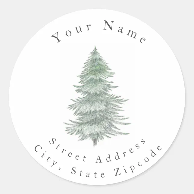 'Hand Drawn Evergreen Tree' Labels | Zazzle