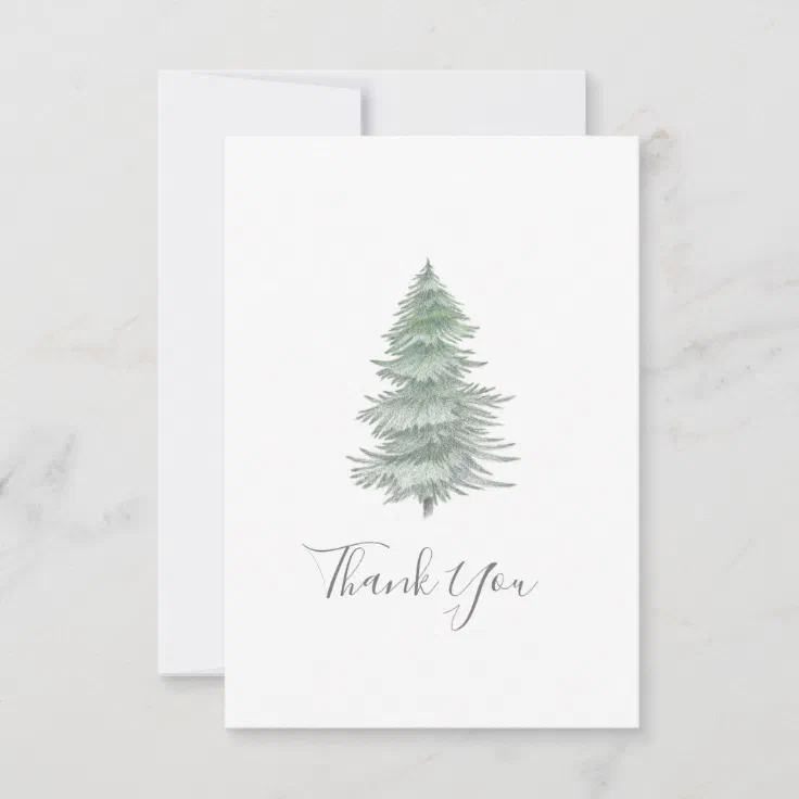 Hand Drawn Evergreen Tree Thank You Card | Zazzle