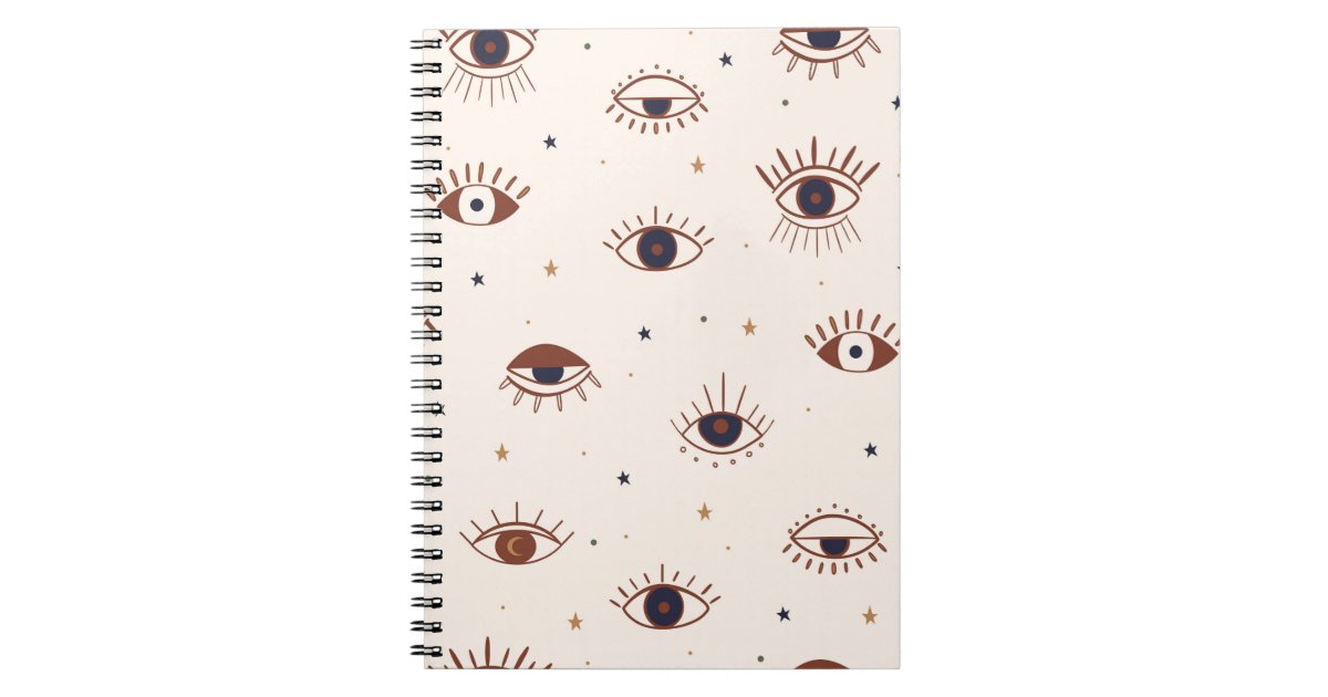 Hand Drawn Eyes Mystical Seamless Pattern. Evil Ey Notebook | Zazzle