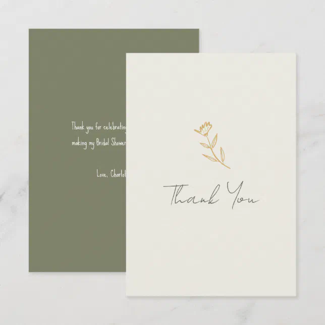 Hand Drawn Floral Scribble Bridal Shower Thank You Card | Zazzle