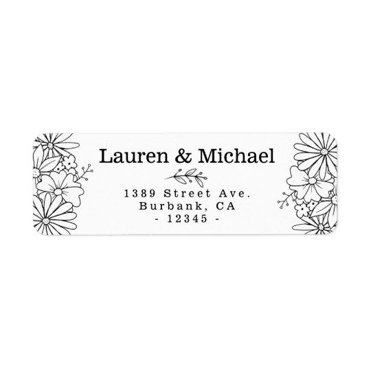 Hand Drawn Floral Side Border Address Labels | Zazzle.com