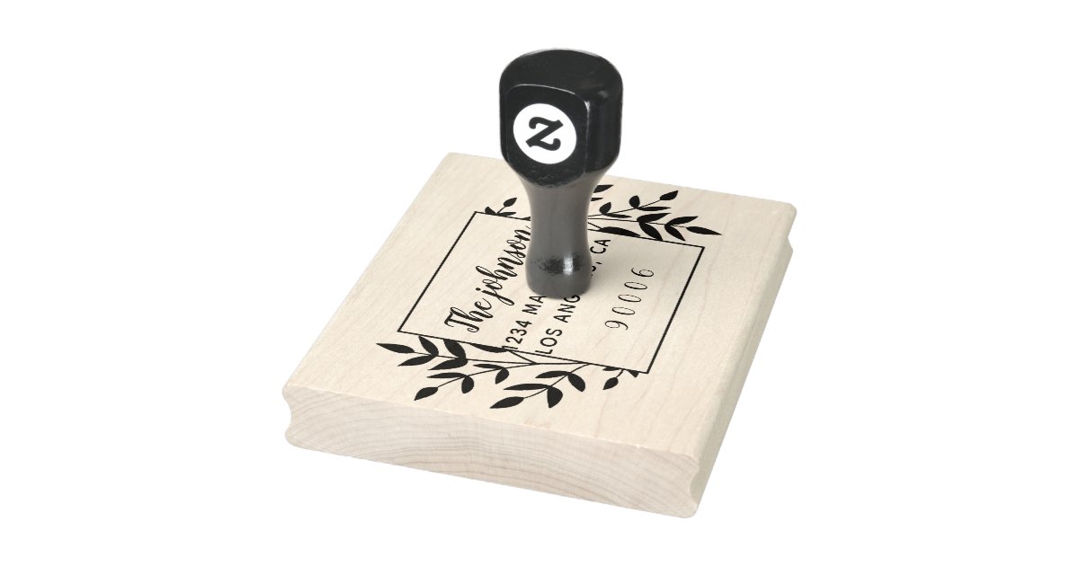 Hand drawn Floral Wreath Family Name Rubber Stamp | Zazzle