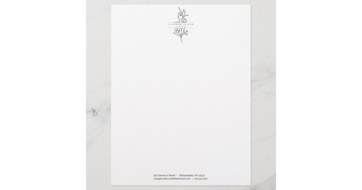Hand Drawn Florist Botanical Flower Shop Letterhead | Zazzle