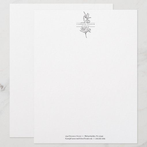 Hand Drawn Florist Botanical Flower Shop Letterhead | Zazzle