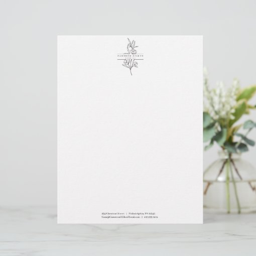 Hand Drawn Florist Botanical Flower Shop Letterhead | Zazzle