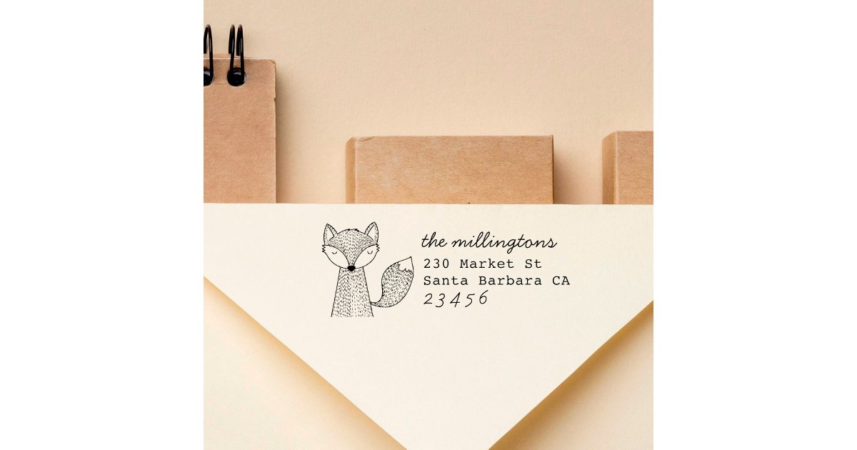 Hand-drawn Fox Family Name Script Return Address Rubber Stamp | Zazzle
