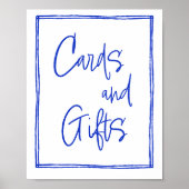 Hand Drawn French Blue Cards And Gifts Poster | Zazzle