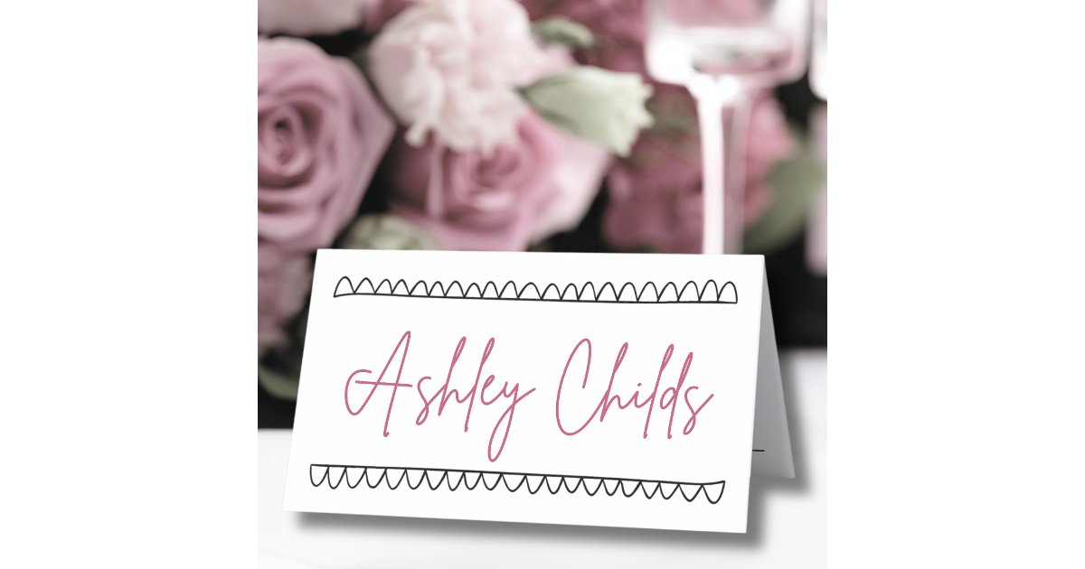 Hand Drawn French Whimsical Name Wedding Place Card | Zazzle