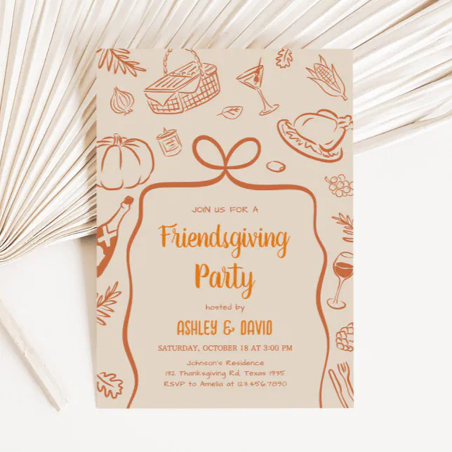 Hand Drawn Friendsgiving Fall Thanksgiving Party Invitation | Zazzle