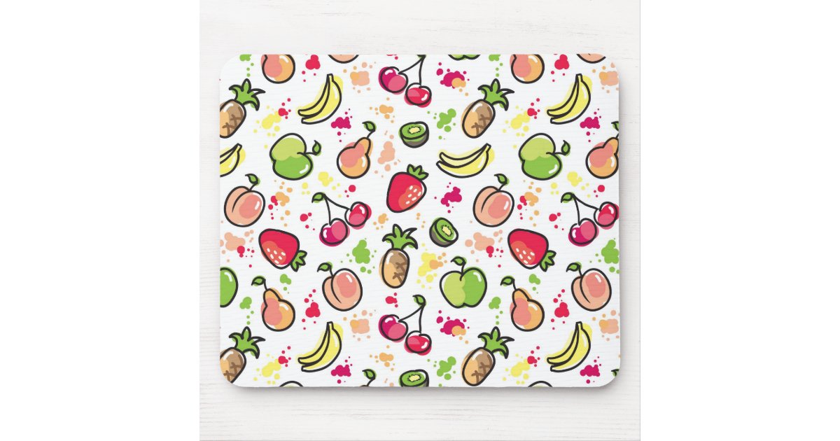 hand drawn fruits pattern mouse pad | Zazzle