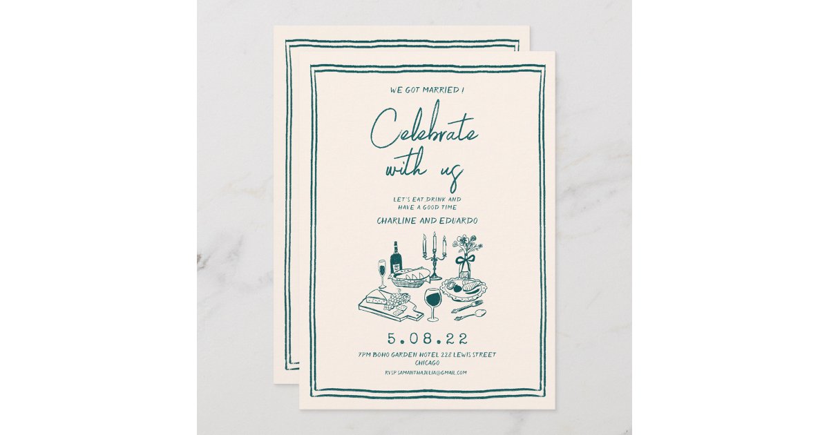 Hand drawn Funky Contemporary Wedding Invitation | Zazzle