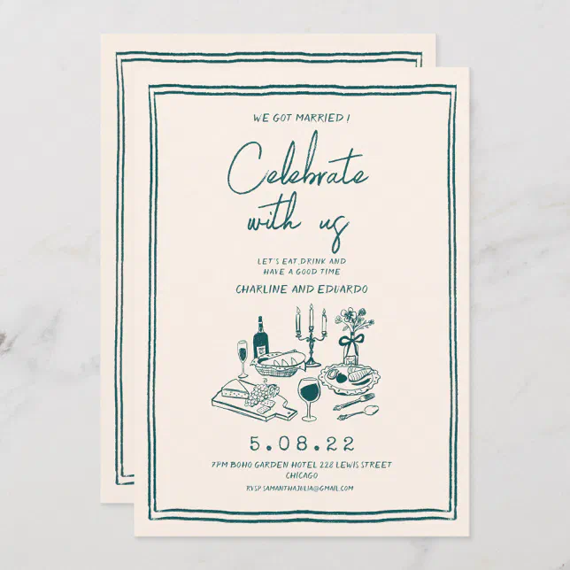 Hand drawn Funky Contemporary Wedding Invitation | Zazzle