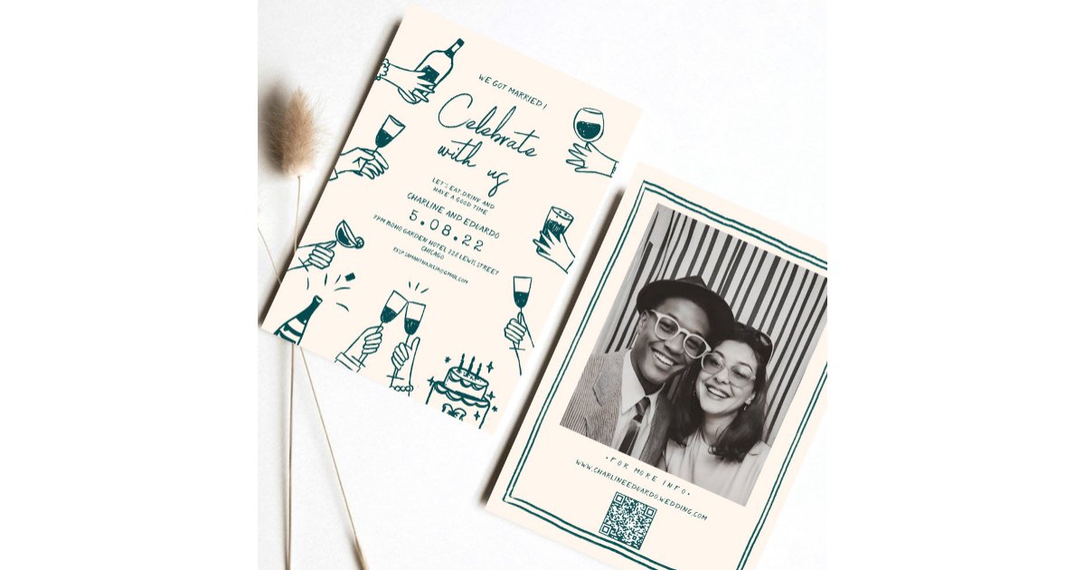 Hand drawn Funky Contemporary Wedding Invitation | Zazzle