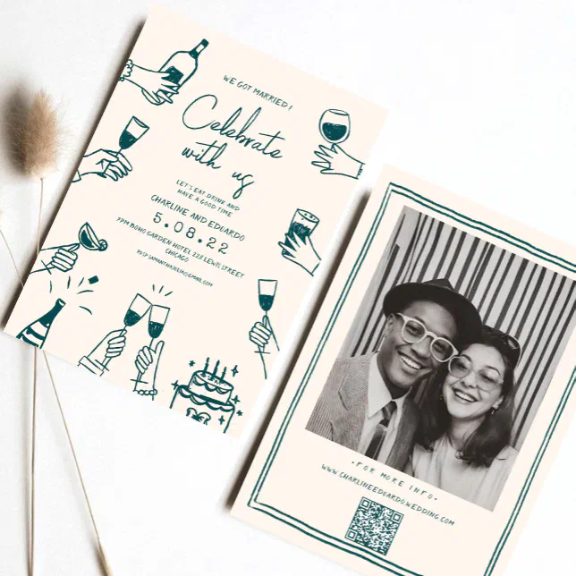 Hand drawn Funky Contemporary Wedding Invitation | Zazzle