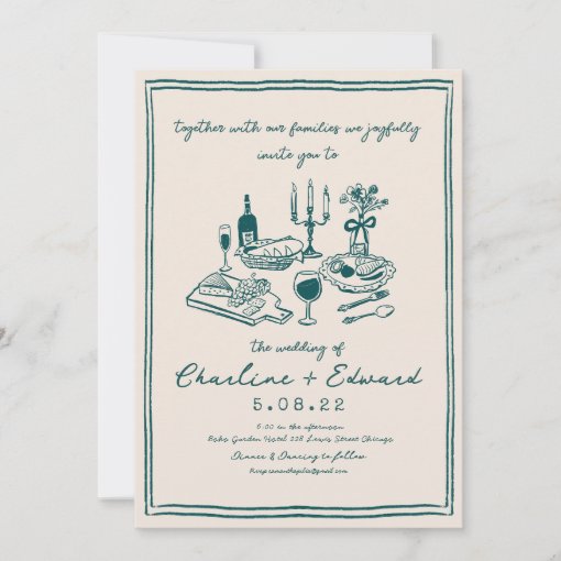 Hand Drawn Funky Drawing Handwritting Wedding Invitation | Zazzle