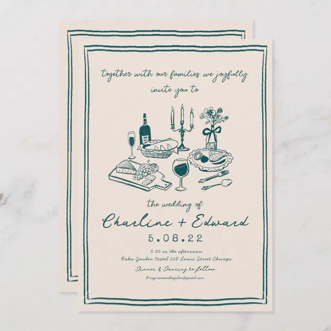Hand Drawn Funky Drawing Handwritting Wedding Invitation | Zazzle