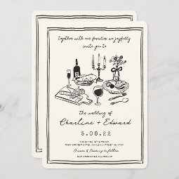 Hand Drawn Funky Drawing Handwritting Wedding Invitation | Zazzle