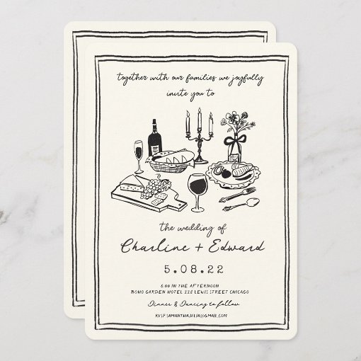 Hand Drawn Funky Drawing Handwritting Wedding Invitation | Zazzle