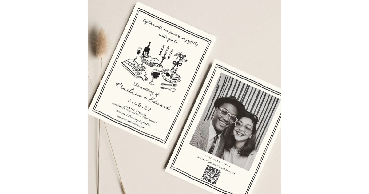 Hand Drawn Funky Drawing Handwritting Wedding Invitation | Zazzle