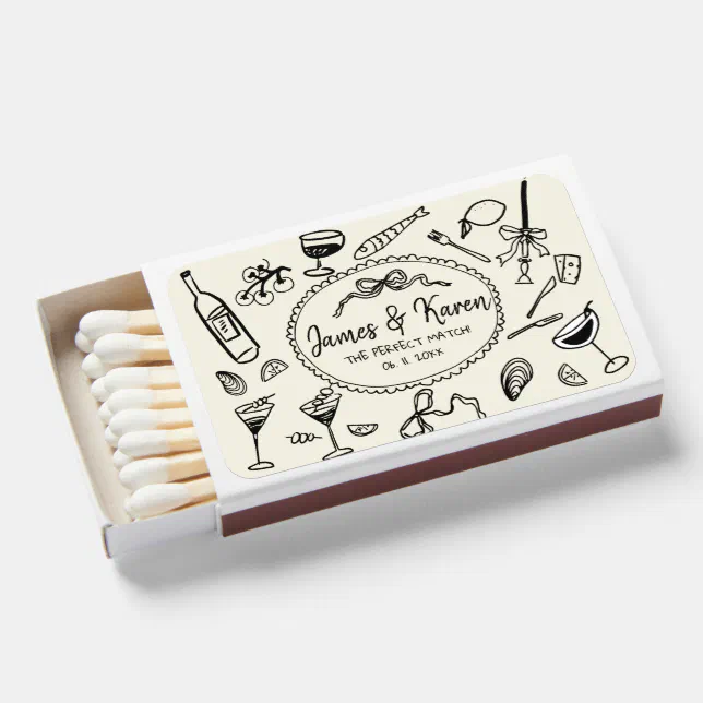Hand Drawn funky Handwritten wedding Matchboxes | Zazzle