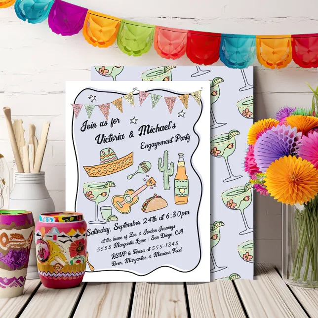 Hand Drawn Funky Mexican Fiesta Invitation | Zazzle