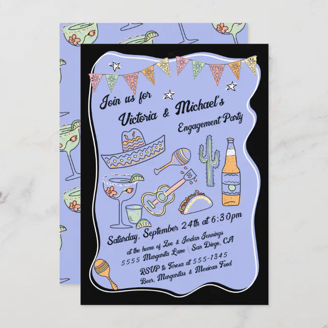 Hand Drawn Funky Mexican Fiesta Party Invitation | Zazzle