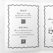 Hand Drawn Funky Photo QR Code RSVP wedding Tri-Fold Invitation | Zazzle