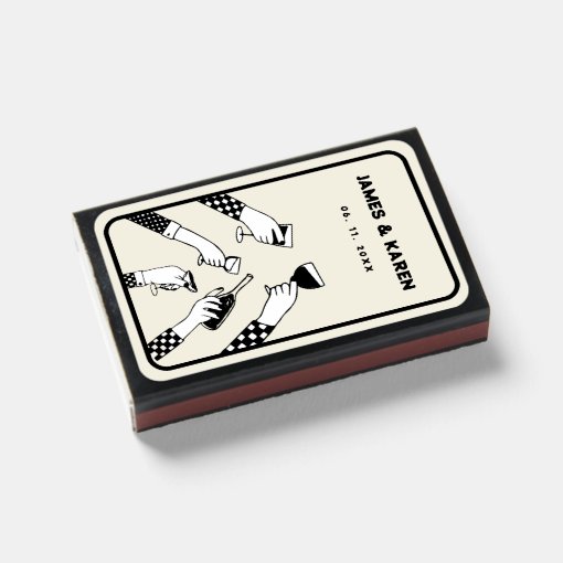 Hand Drawn funky retro wedding Matchboxes | Zazzle