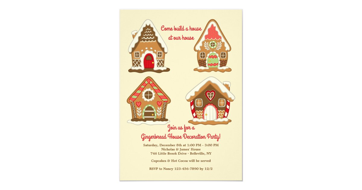 Hand-drawn Gingerbread Houses Invitation | Zazzle.com