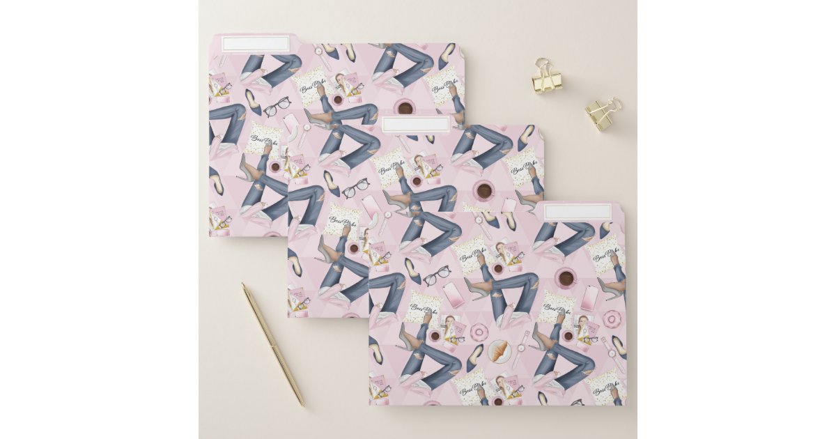Hand Drawn Girl Boss File Folder | Zazzle