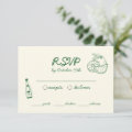 Hand Drawn Green Illustration Vintage French RSVP Card | Zazzle