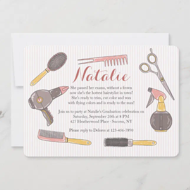 Hand-drawn Hairdresser Elements Invitation | Zazzle
