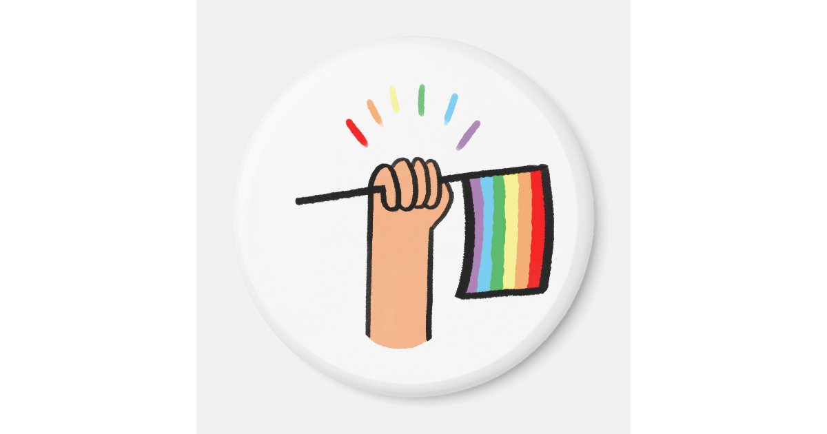 Hand Drawn Hand Waving a Rainbow Flag Magnet | Zazzle