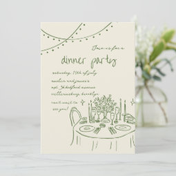 Hand drawn & Handwritten whimsical Dinner wedding Invitation | Zazzle
