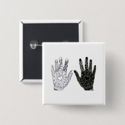 Hand Drawn Heart Doodled Hands Pinback Button | Zazzle