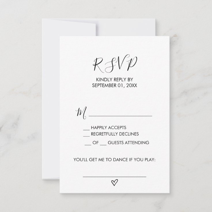 Hand Drawn Heart Song Request RSVP Card | Zazzle