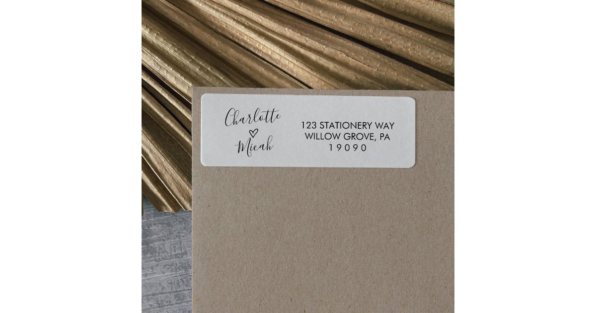 Hand Drawn Heart Wedding Label | Zazzle