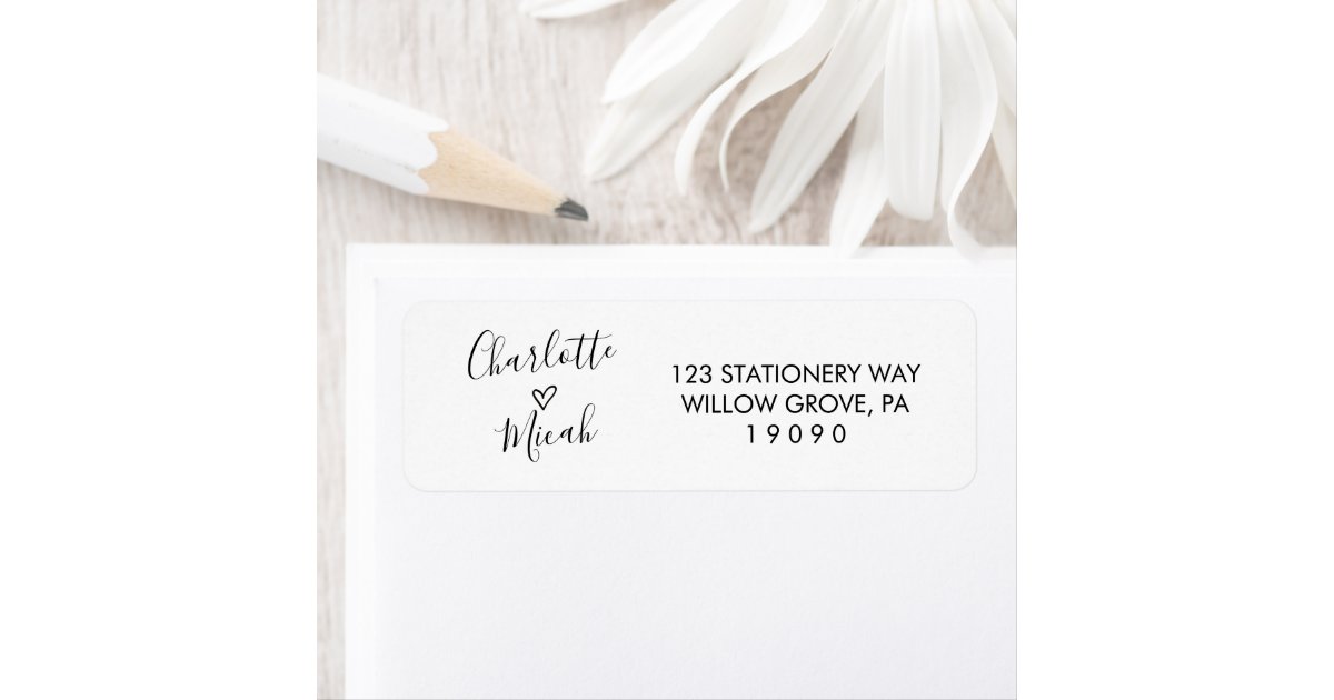 Hand Drawn Heart Wedding Label | Zazzle