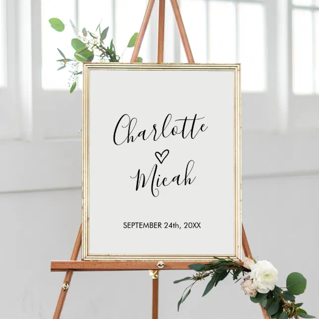 Hand Drawn Heart Wedding Welcome Sign | Zazzle