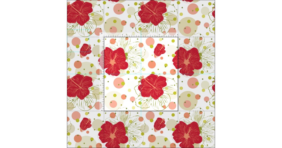 Hand Drawn Hibiscus Pattern Fabric | Zazzle