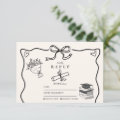 Hand Drawn Illustrated Black & White Graduation RSVP Card | Zazzle