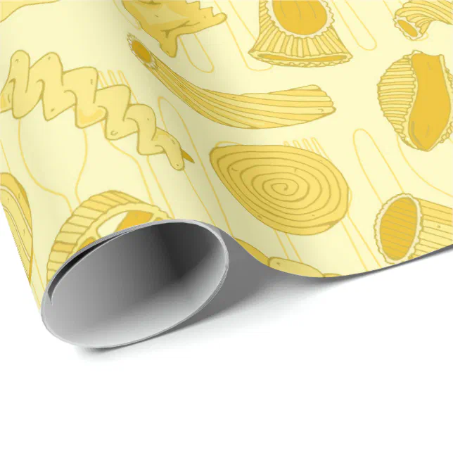 Hand Drawn Italian Pasta Shapes Food Pattern Wrapping Paper | Zazzle
