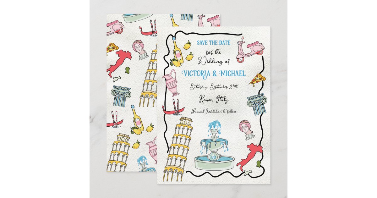 Hand Drawn Italian Rome Mediterraneann Party Invitation | Zazzle