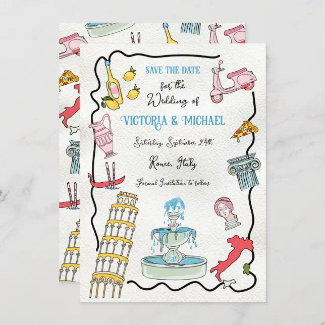 Hand Drawn Italian Rome Mediterraneann Party Invitation | Zazzle