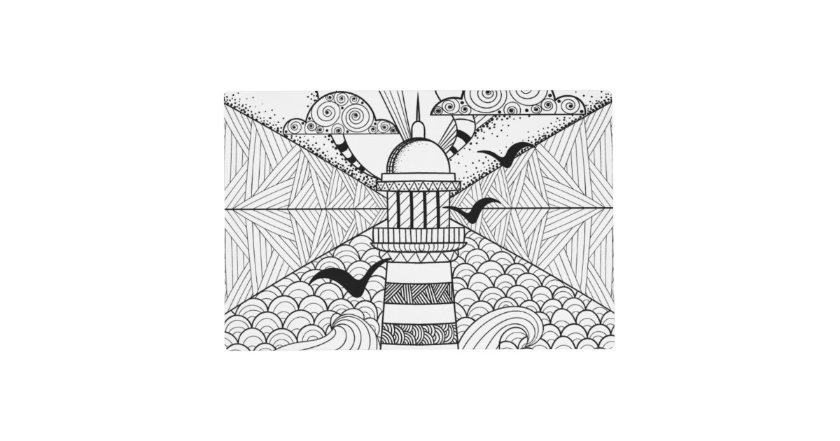 Hand Drawn Lighthouse Doodle Placemat | Zazzle